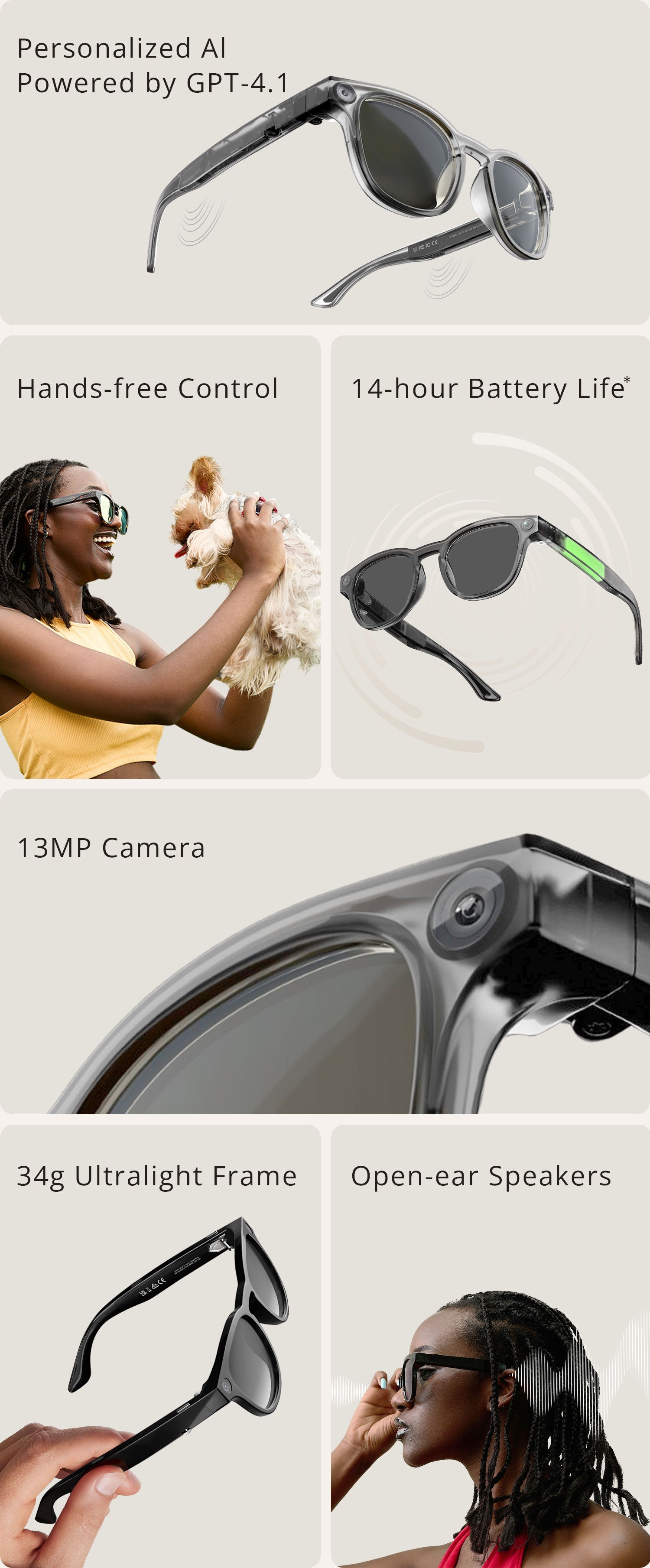 Looktech AI Glasses | GPT-4.1 Powered Smart Glasses